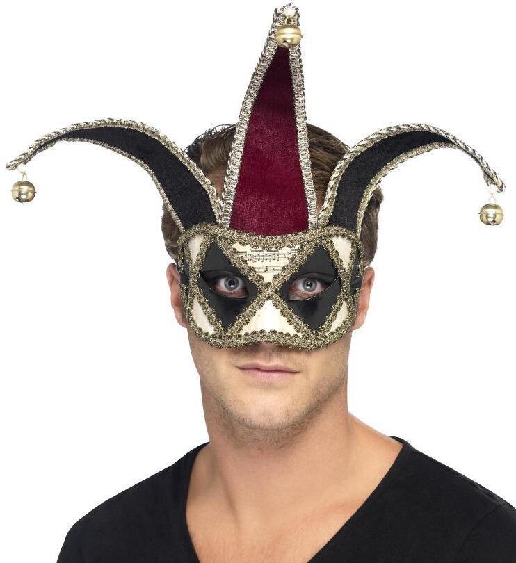 Venetian Gothic Jester Eye mask Red & Black