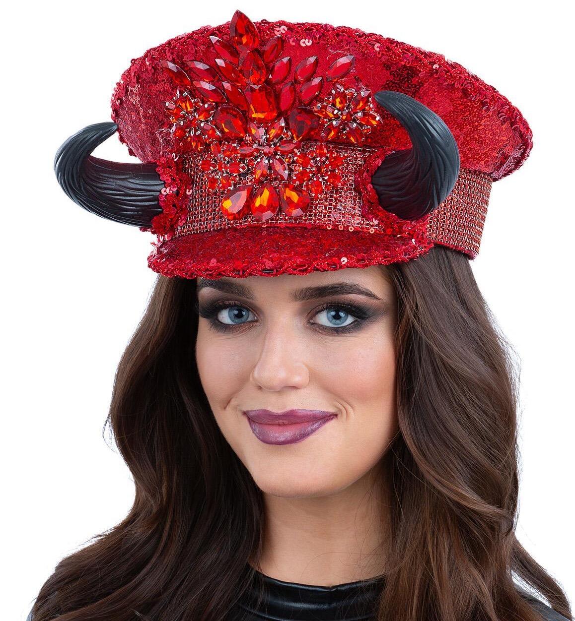Fever Deluxe Devil Sequin Captains Cap