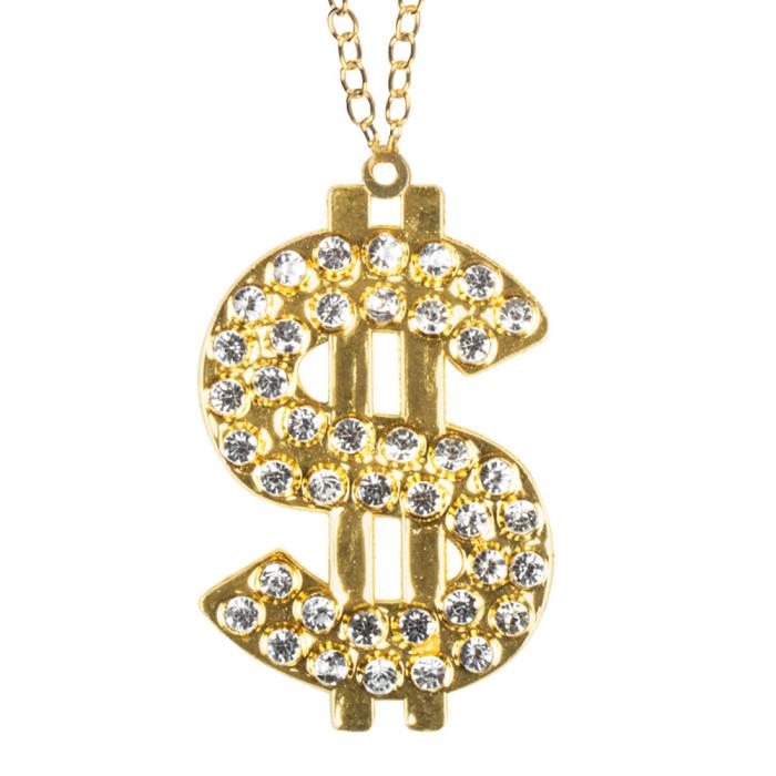 Diamond Dollar Sign Medallion Gold