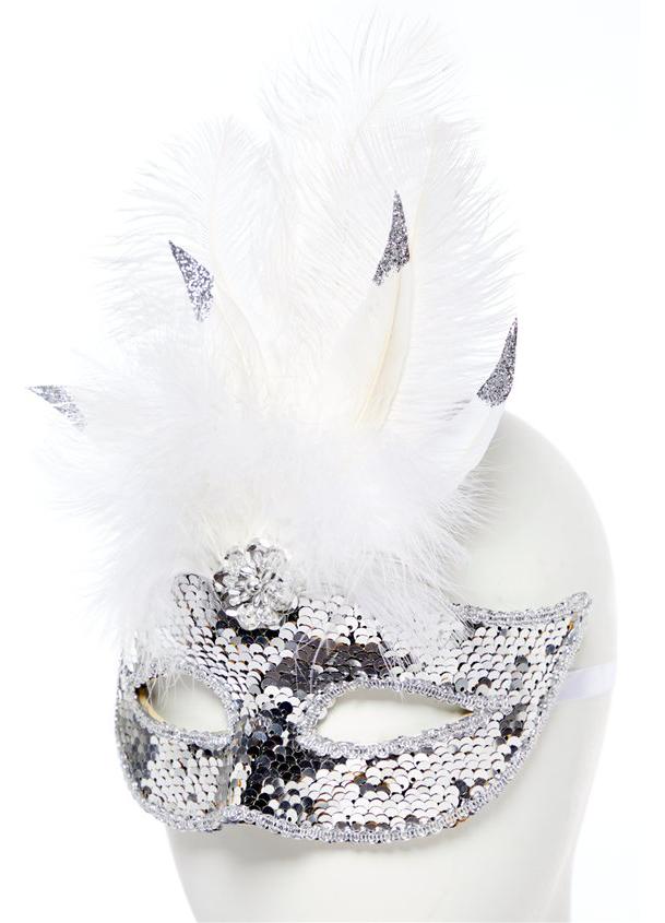 Silver Sequin Masquerade Eye Mask
