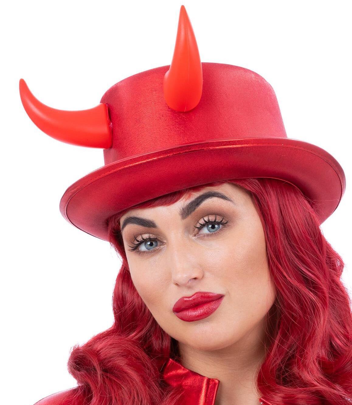 Fever Deluxe Red Devil Metallic Top Hat