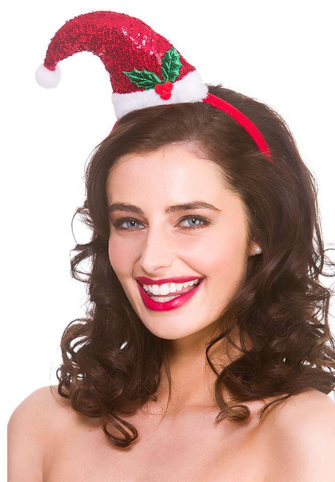 Sequin Santa hat on Headband