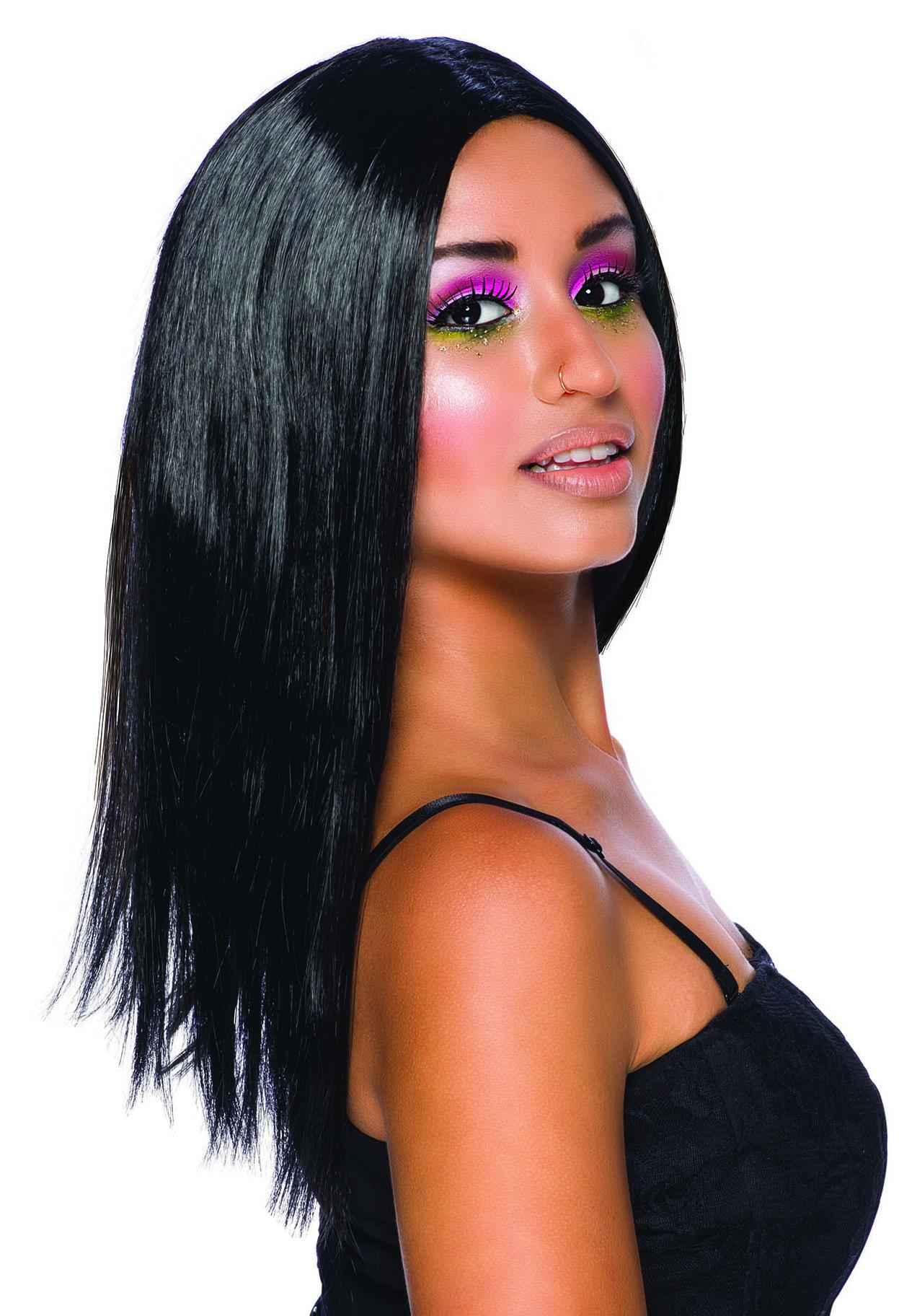 Long Centre Parting Wig Black