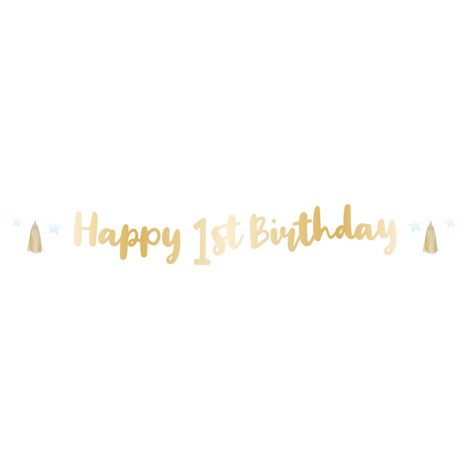 1st Birthday Letter Banner Blue & Gold