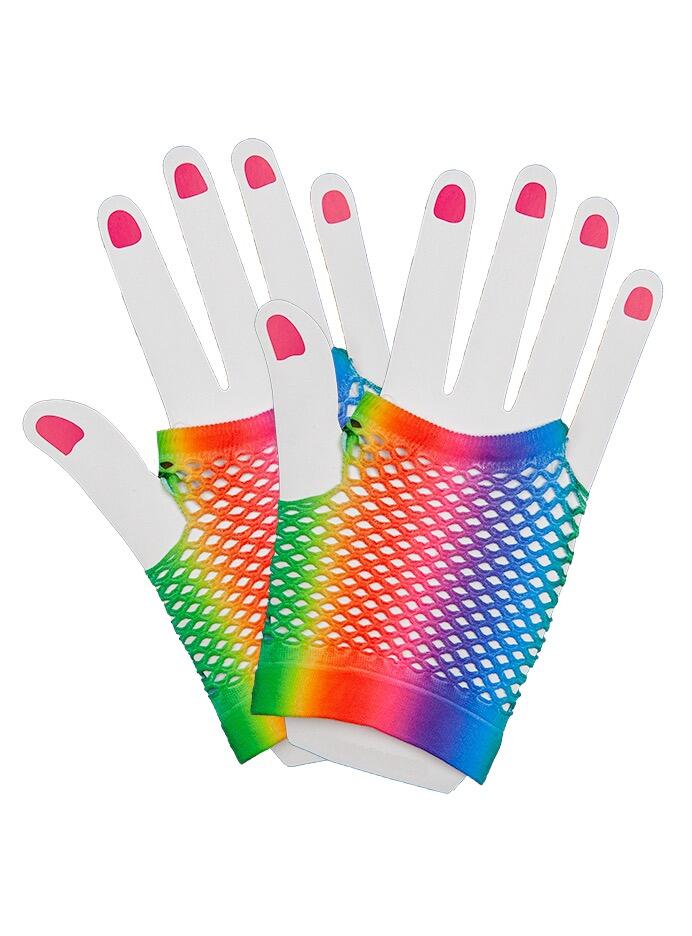 80s Short Net Gloves Rainbow