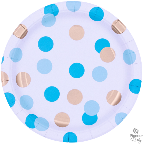 Blue & Gold Dot Paper Plates 8ct
