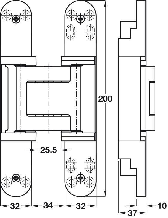 Tectus Te 540 A8 3d Hinge, 180 Deg, Aluminium, Zinc Diecast And Steel