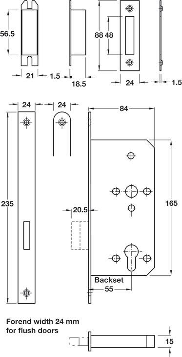 Din Profile Cylinder Lock, Mortice Deadlock, For Flush Doors, Stainless ...