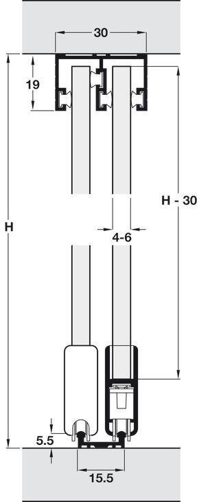 Sliding Glass Cabinet Door Complete Fitting Set For 2 Doors (Hafele ...