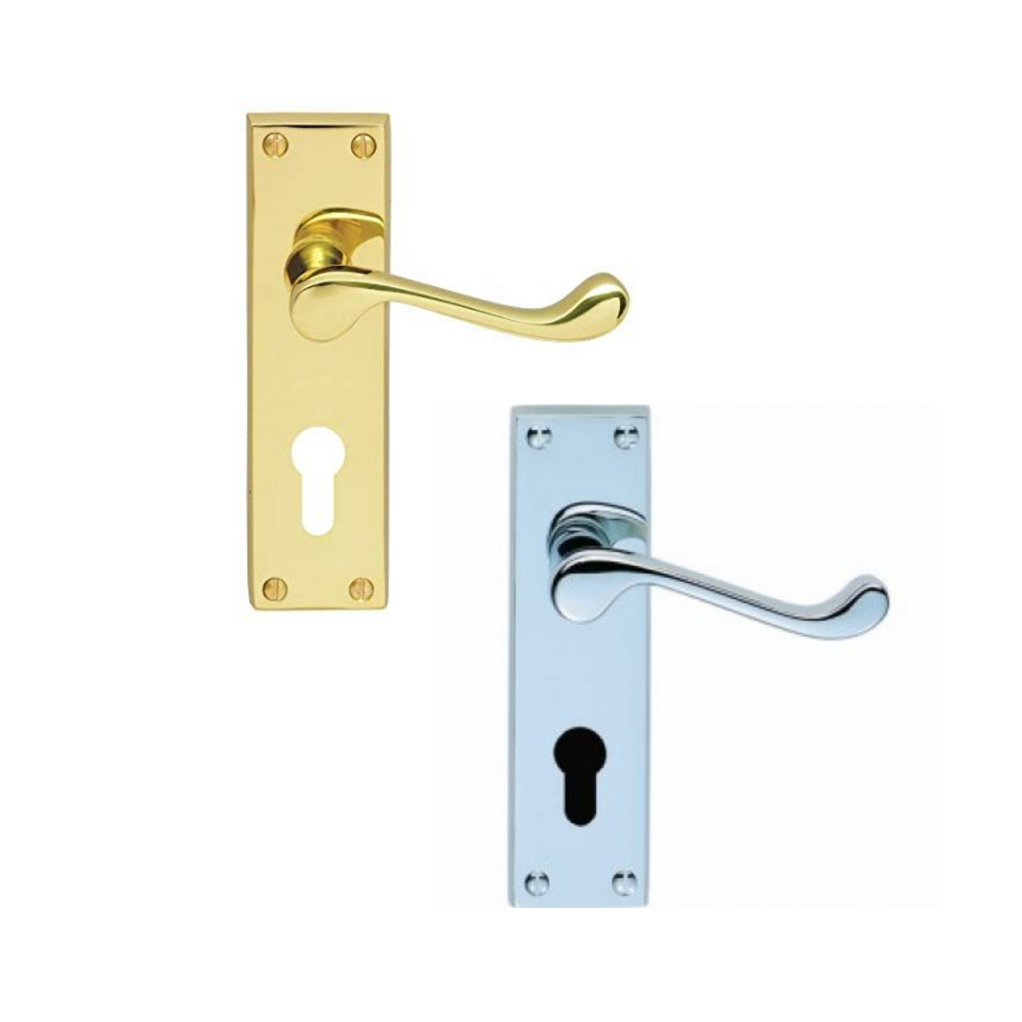 Victorian Scroll, Euro Lever Handle On Backplate, Contract Range