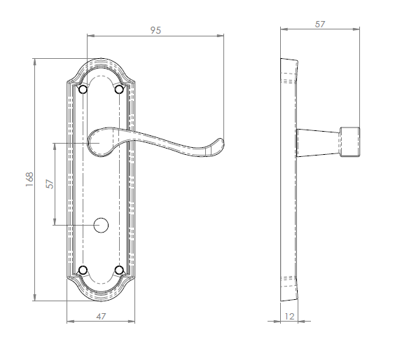 Ashtead, Bathroom Lever Handle On Backplate