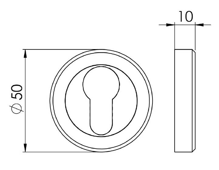 Round Escutcheon, Lock Profile, 50 X 10 Mm, Zinc Alloy