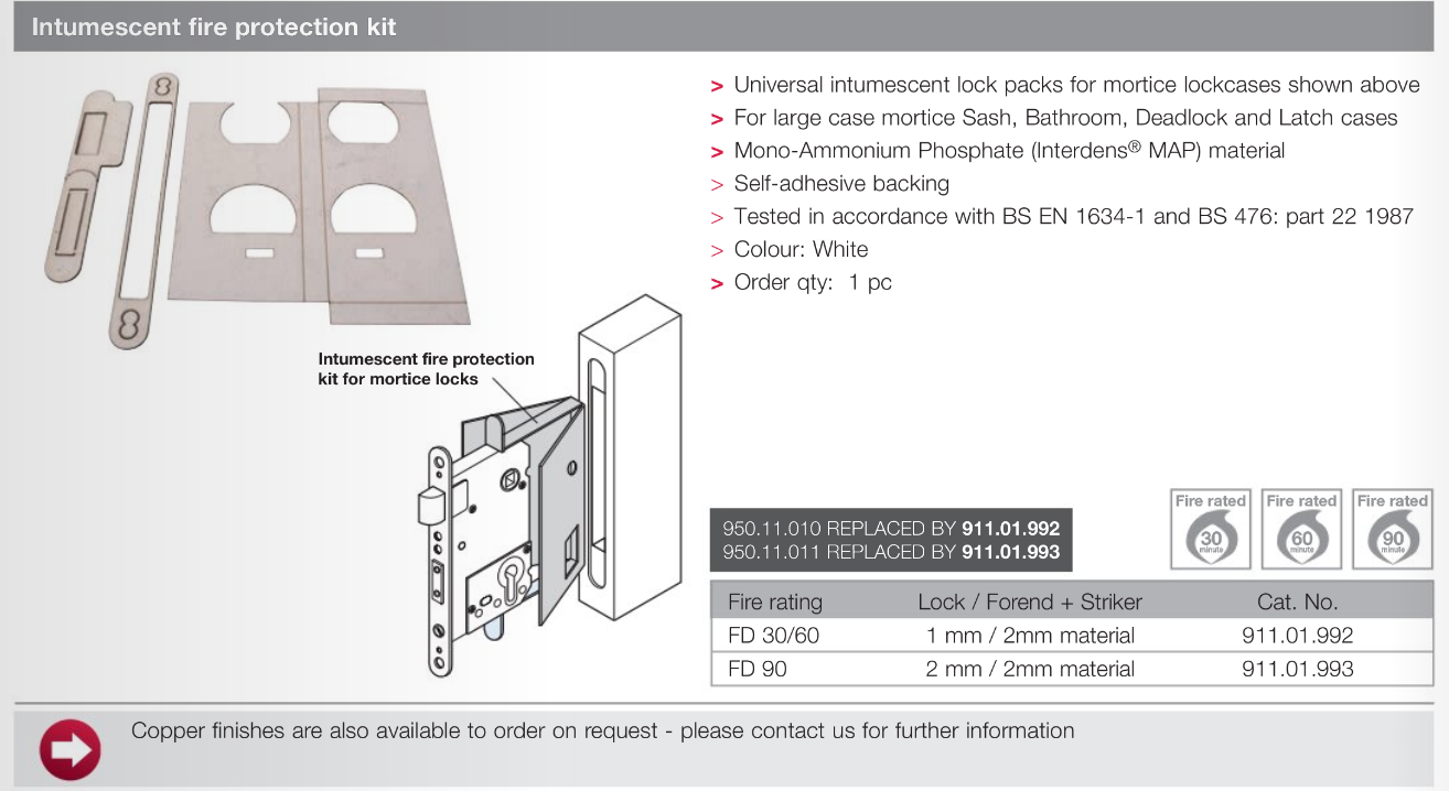 Intumescent Fire Protection Kit, For Mortice Lock Cases