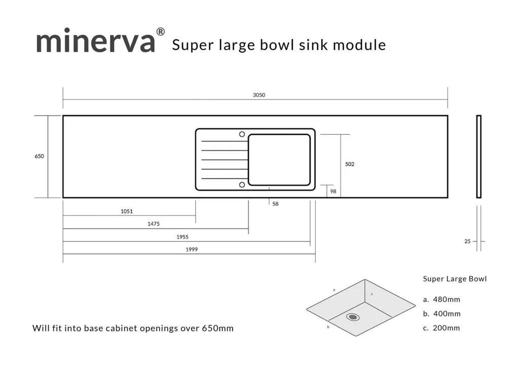 Minerva Peak Stone Worktops, 25mm Thick, With Intergrated Acrylic Or Stainless Steel Sink