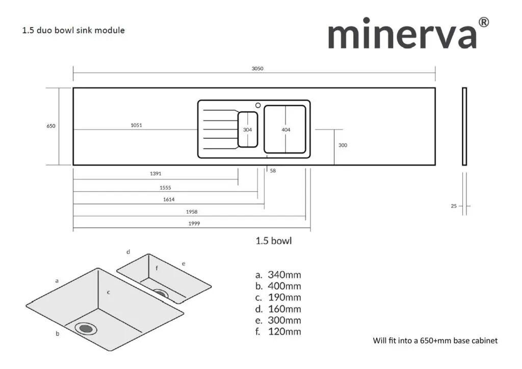 Minerva Blue Venato Worktops, 25mm Thick, With Intergrated Acrylic Or ...