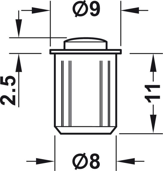 Hinge Buffer, Door, For 8 Mm Diameter Hole