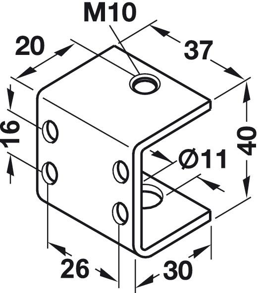Screw On Bracket, For M10 Plinth Adjusting Screw, Double Angle