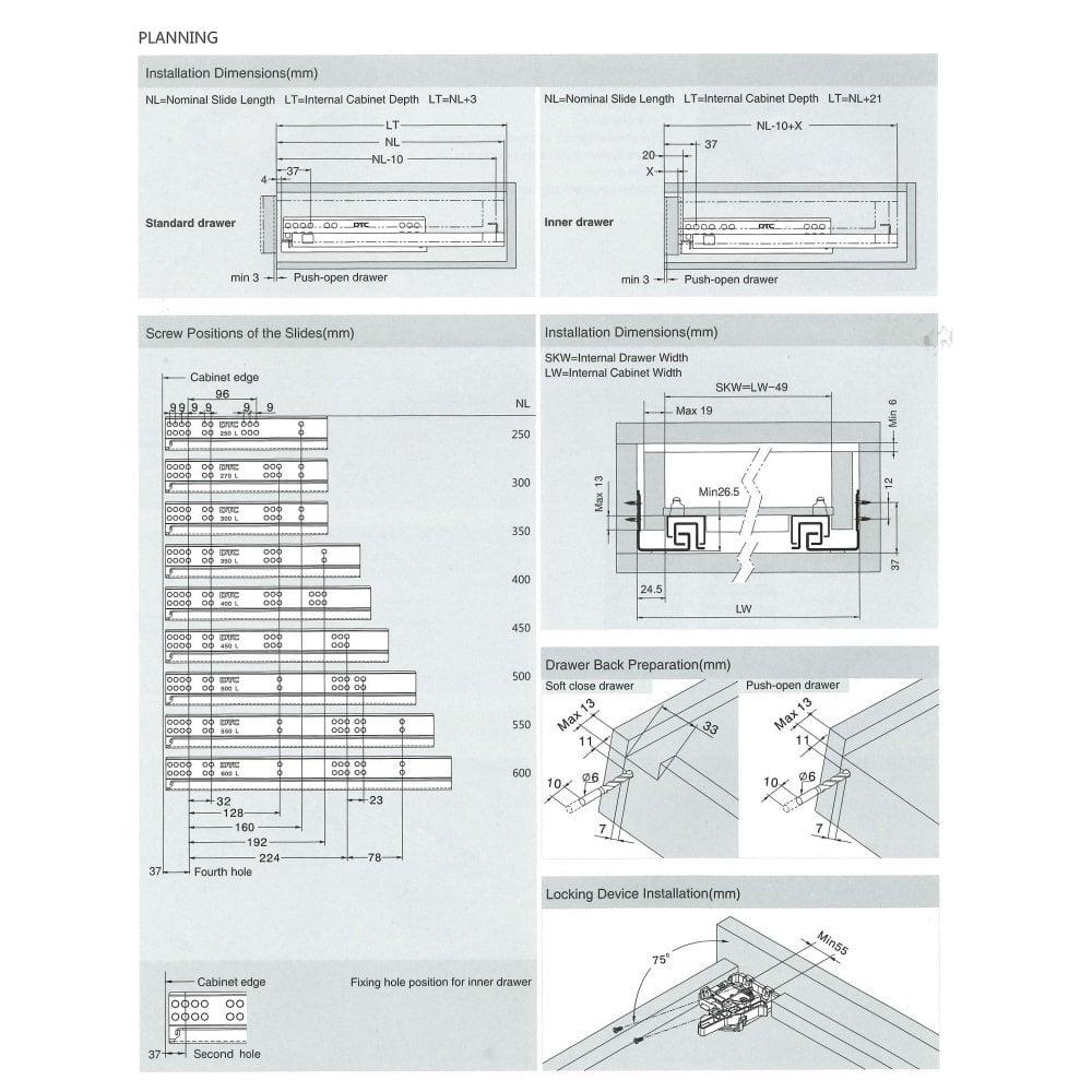 Concealed Drawer Runners, Full Extension, Soft Close, Slyder Sylent, 40kg