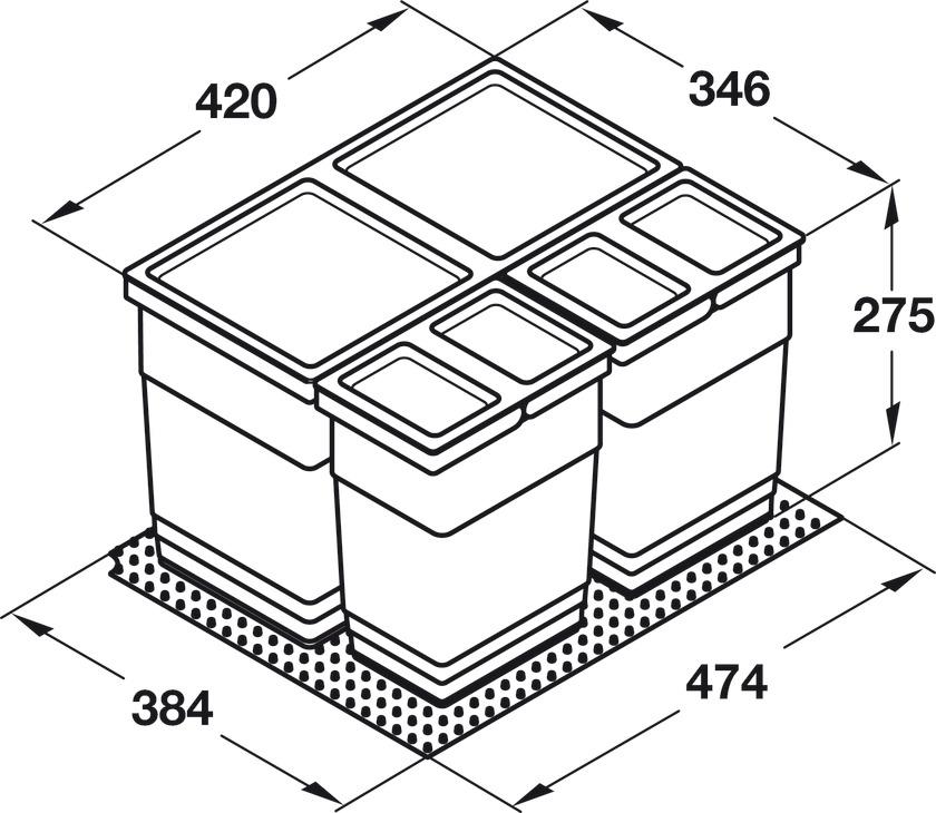 Waste Bin Set, For Installation In Standard Drawer Boxes, 35-48 Litres ...