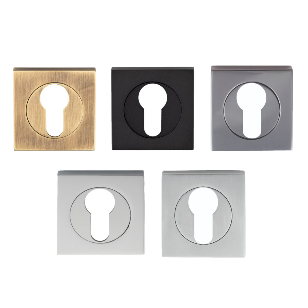 Square Escutcheon, Euro Profile, 52 X 10 Mm, Zinc Alloy