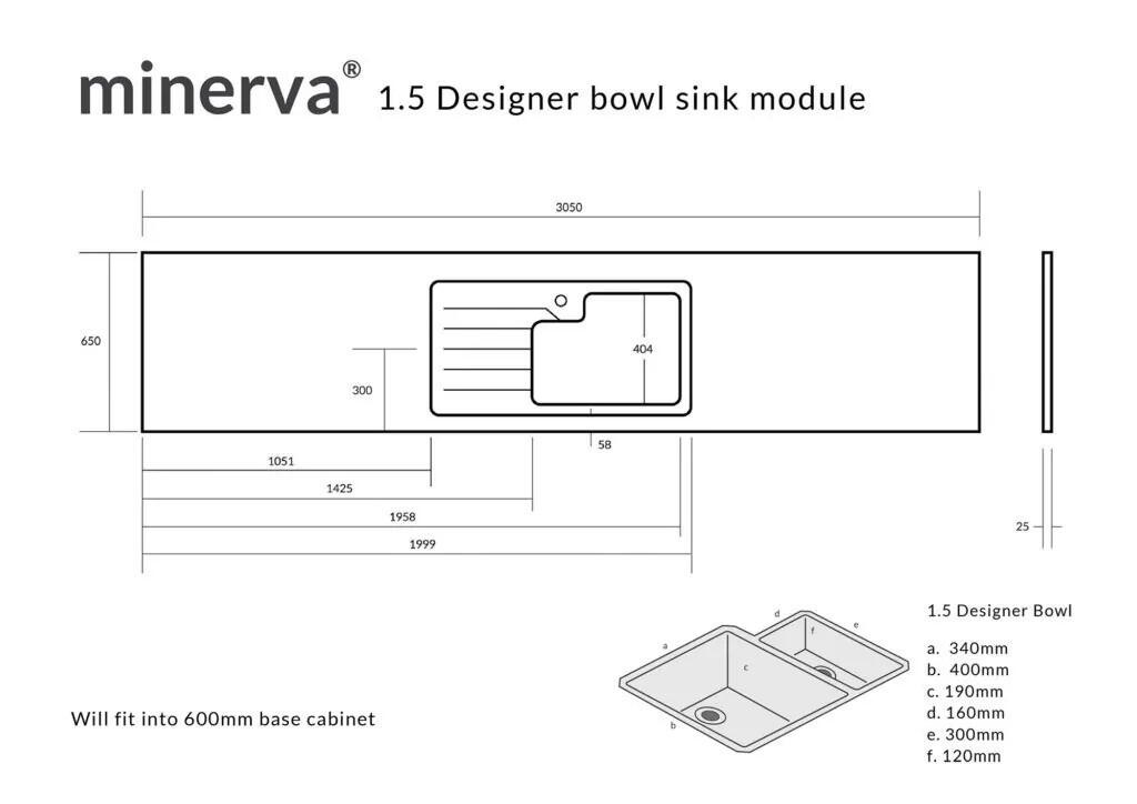 Minerva Blue Venato Worktops, 25mm Thick, With Intergrated Acrylic Or ...