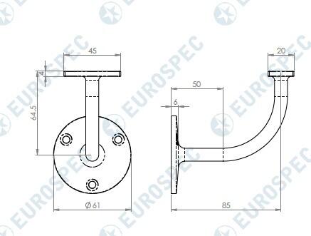 Handrail Bracket (85mm Projection)