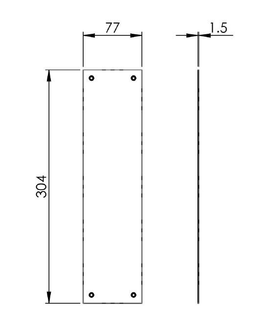 Finger Plate, Plain, Square Corners, Exposed Screw Fixing