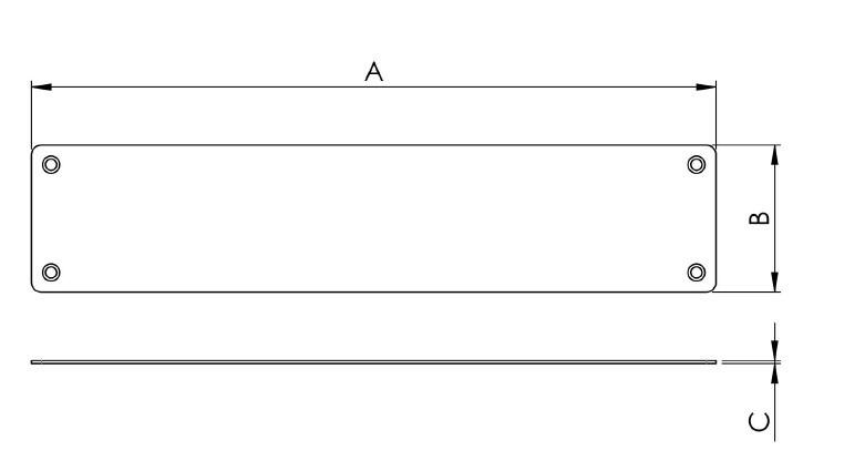Finger Plate, Plain, Radius Corners, Exposed Screw Fixing