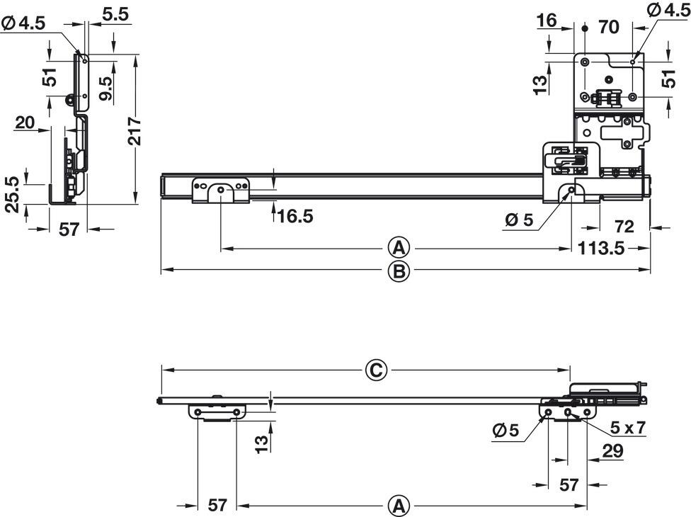 Pivot Sliding Door Runners, For Cabinet Doors, Accuride 1321