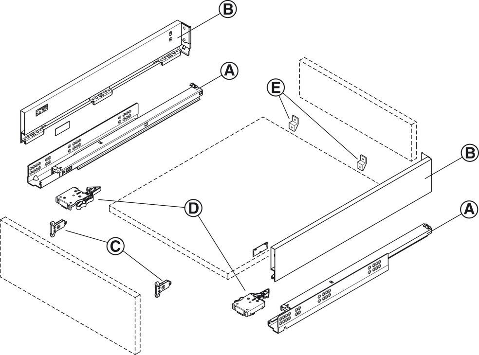 Matrix Box Slim A30 Drawer Set, 30 Kg, 89mm High, Push To Open