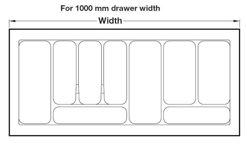Plastic Cutlery Insert, Depth 423 Mm, To Suit Matrix Box S Slim Drawer ...