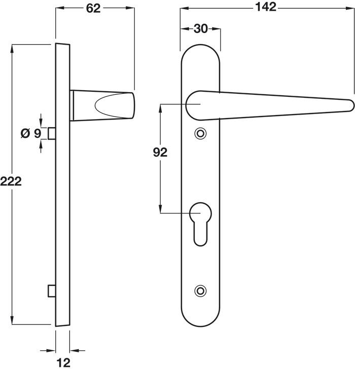 Multipoint Euro Lever Handle On Backplate, Zinc Alloy