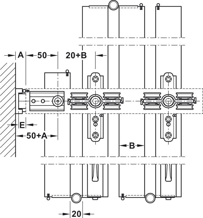 Fitting Set, For Folding Interior Doors, Slido Fold 100-T