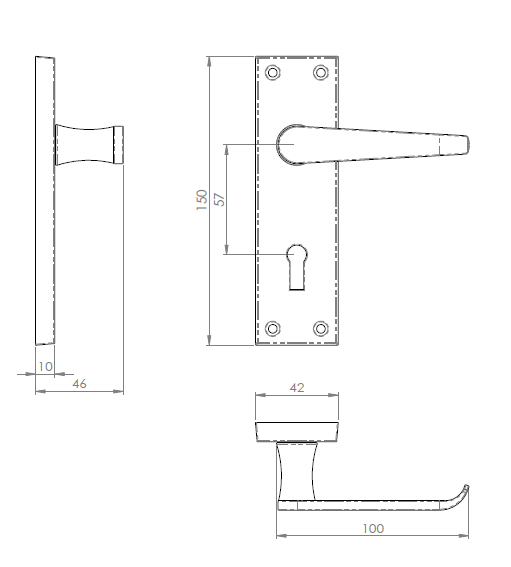 Victorian Flat, Euro Lever Handle On Backplate, Contract Range