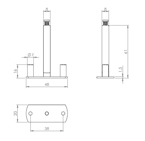 1/2 Set Fixing Plate For Bolt Through Furniture