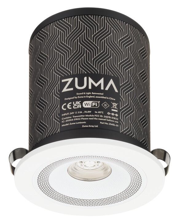 Zuma Lumisonic Speaker Ceiling Light, With Simplicity Round Bezel And Psu