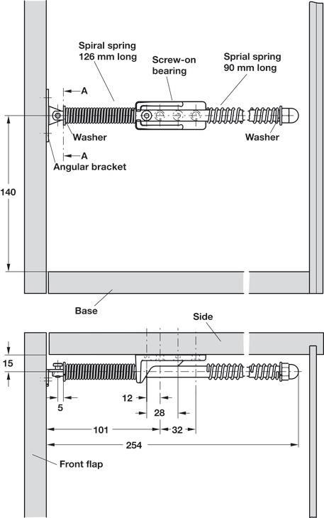 Flap-Ex Flap Hinge, For Door Fronts Hinged At Base