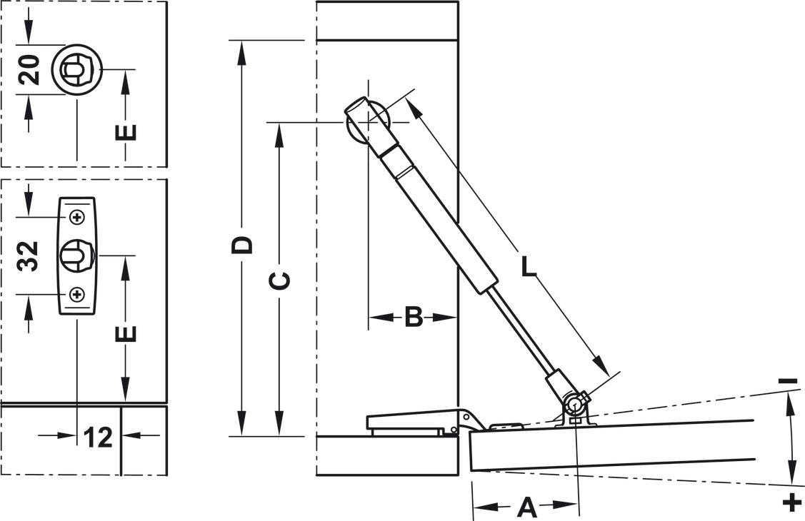 K12 Adjustable Drop Down Flap Stay, For Wooden / Aluminium Frame Doors