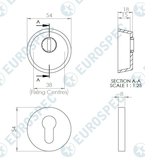 2 Star Security Round Escutcheon, Euro Profile, 54 X 8 Mm, Stainless ...