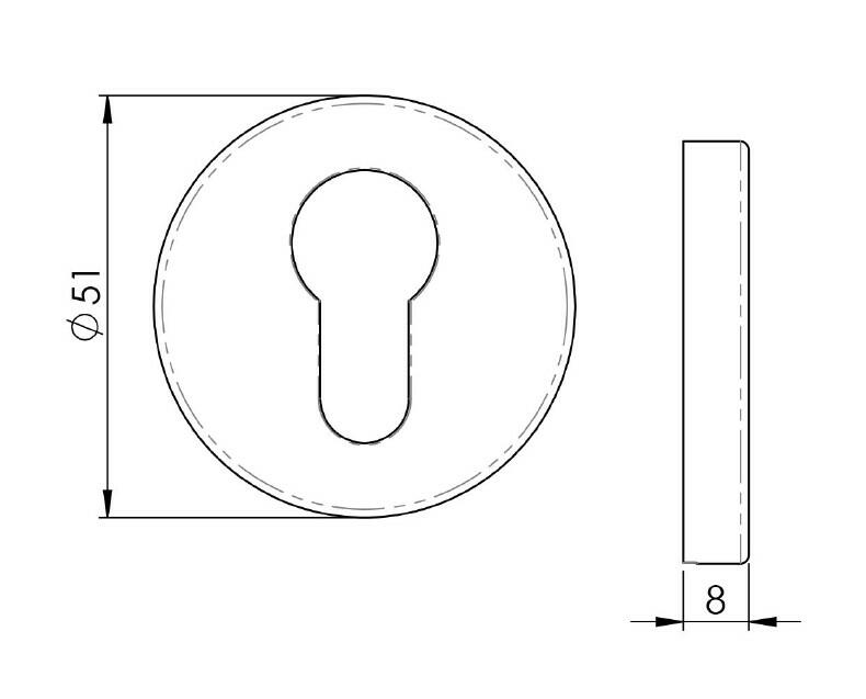 Round Escutcheon, Lock Profile, 51 X 8 Mm, Zinc Alloy