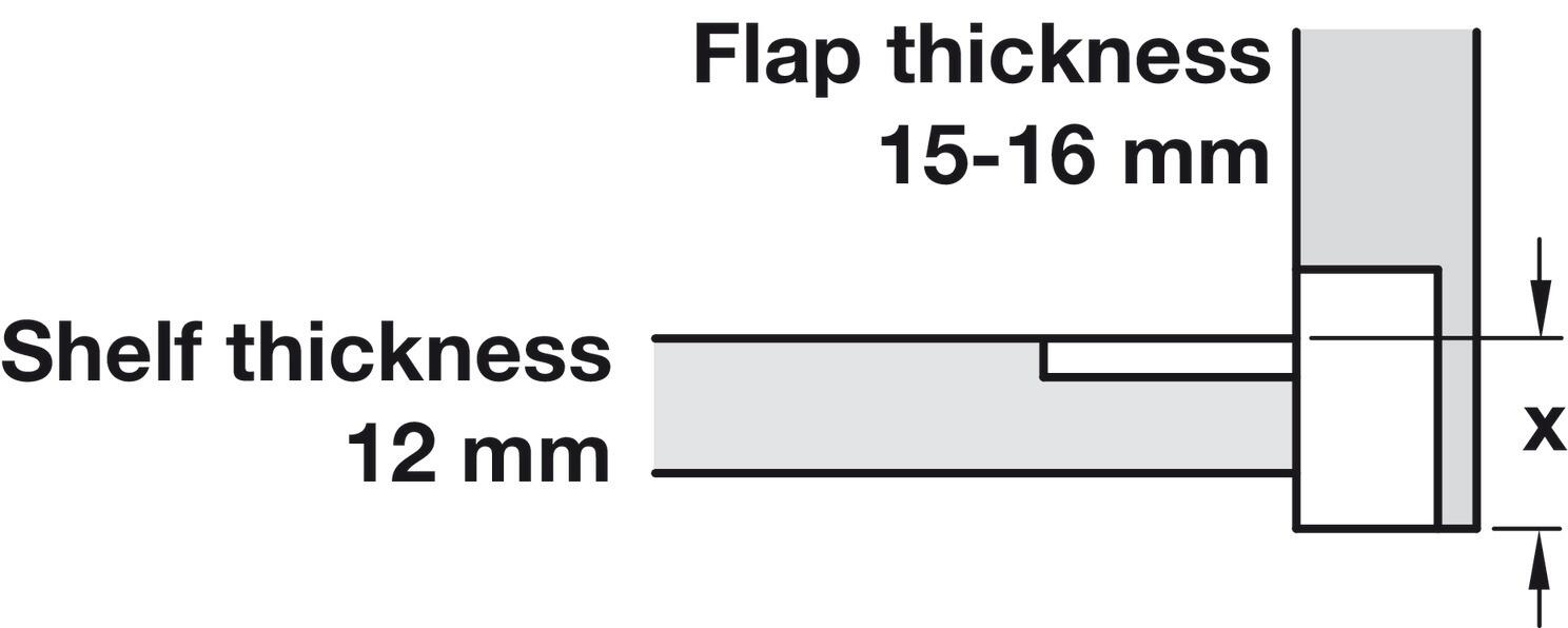 Plano Medial Flap Hinge For 15-16 Mm Thickness, 90 Degree Opening