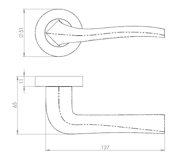 Serozzetta Sines Lever Handle On Round Rose, Latch Door Pack