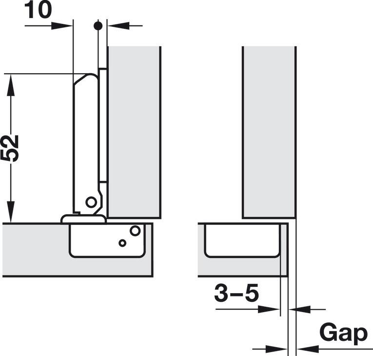 Concealed Cup Hinge, 92°, Full Overlay Mounting, with diameter 26mm Cup