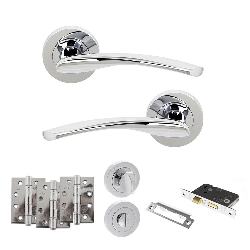 Status Arizona Lever Handle On Round Rose, Bathroom Door Pack