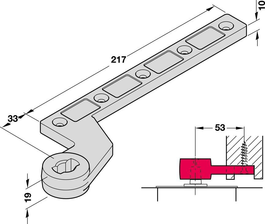 Bottom Strap, Single Action, For Floor Springs, Geze