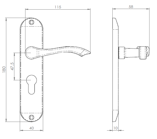 Andros, Euro Lever Handle On Backplate