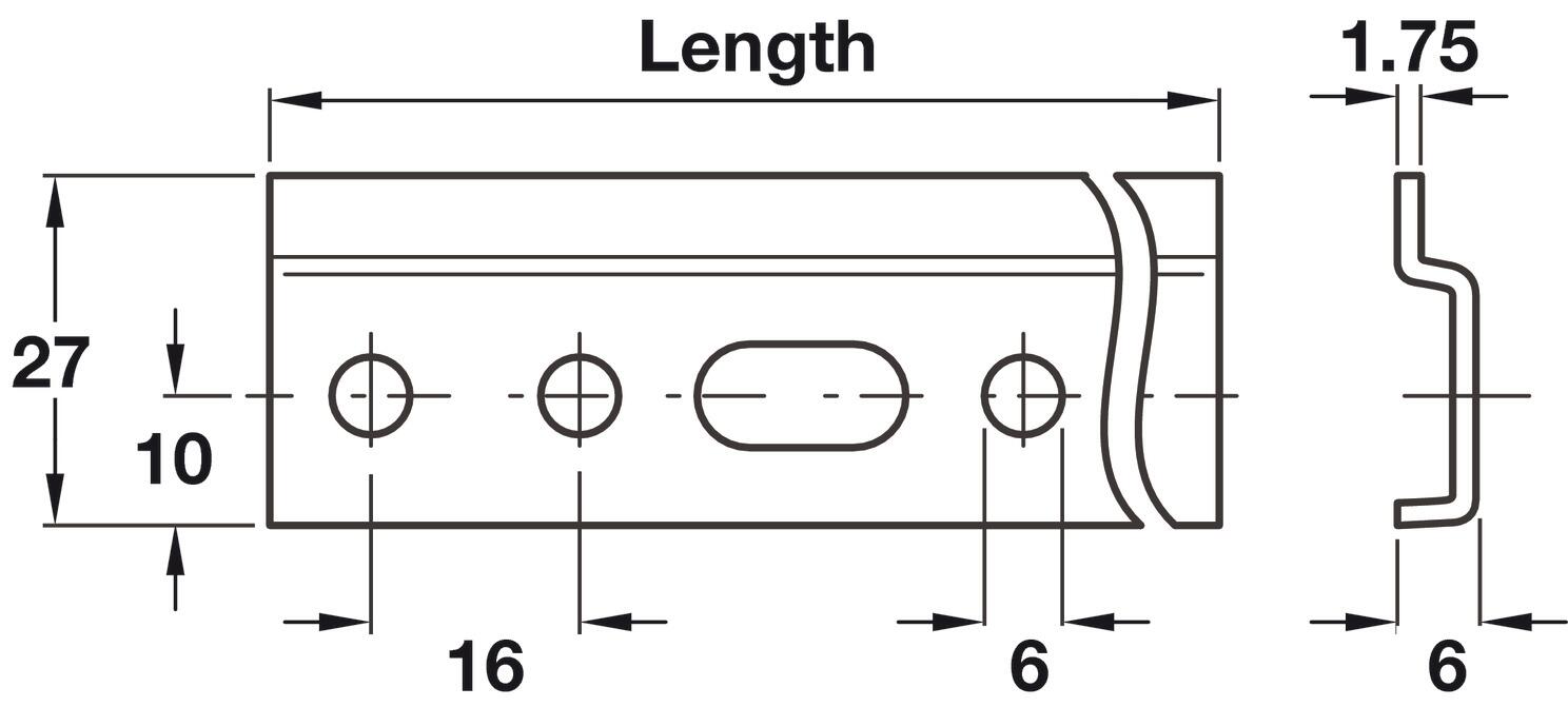 Cabinet Hanger, Wall Rail, Galvanized Steel