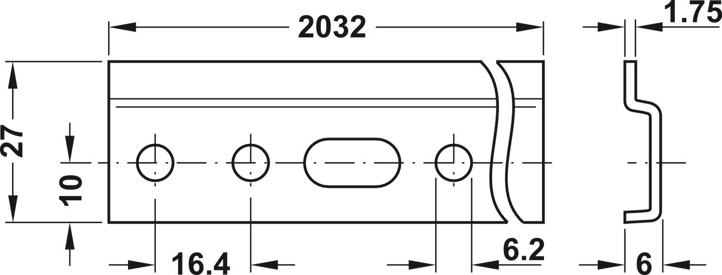 Cabinet Hanger, Wall Rail, Galvanized Steel