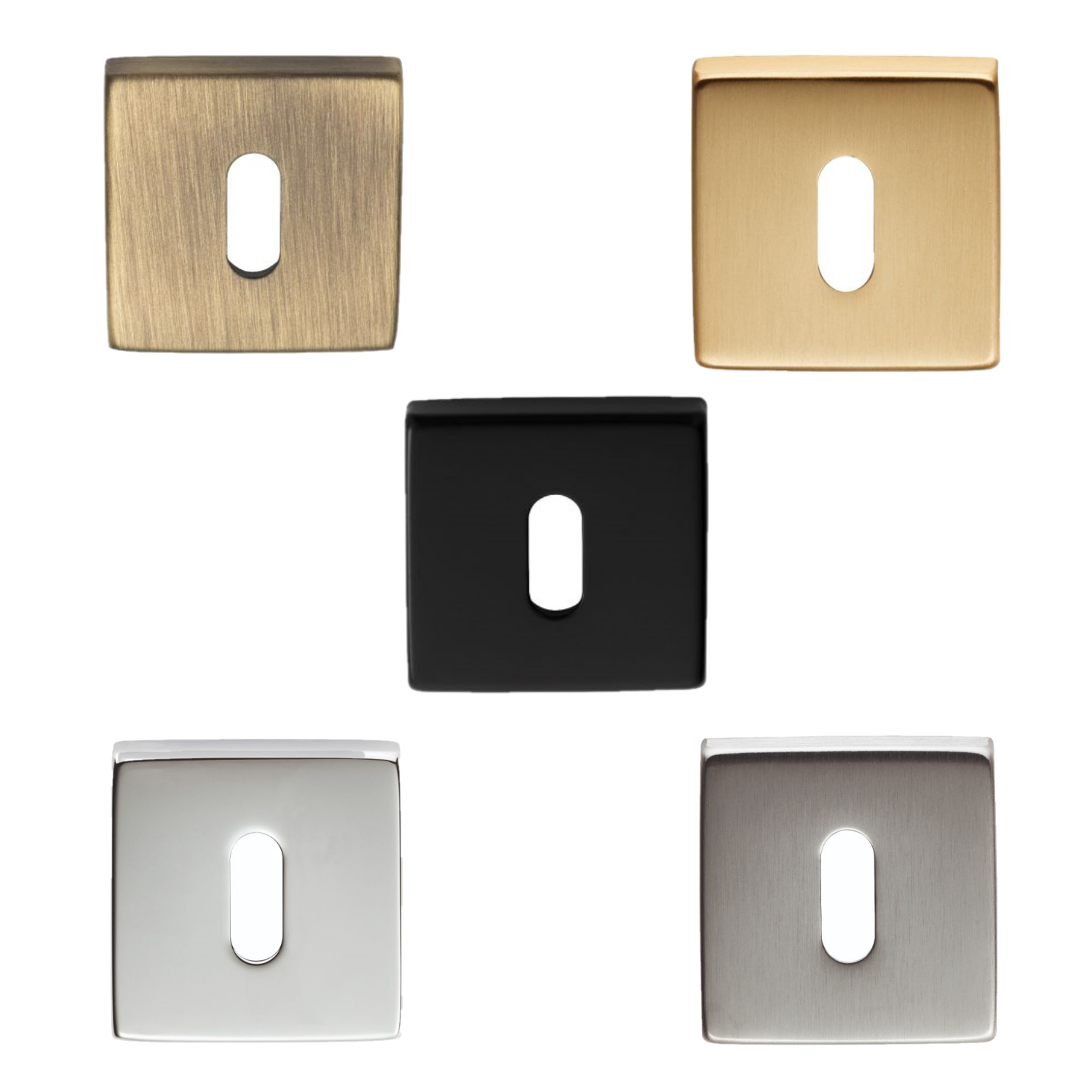 Square Escutcheon, Lock Profile, 50 X 10 Mm, Solid Brass