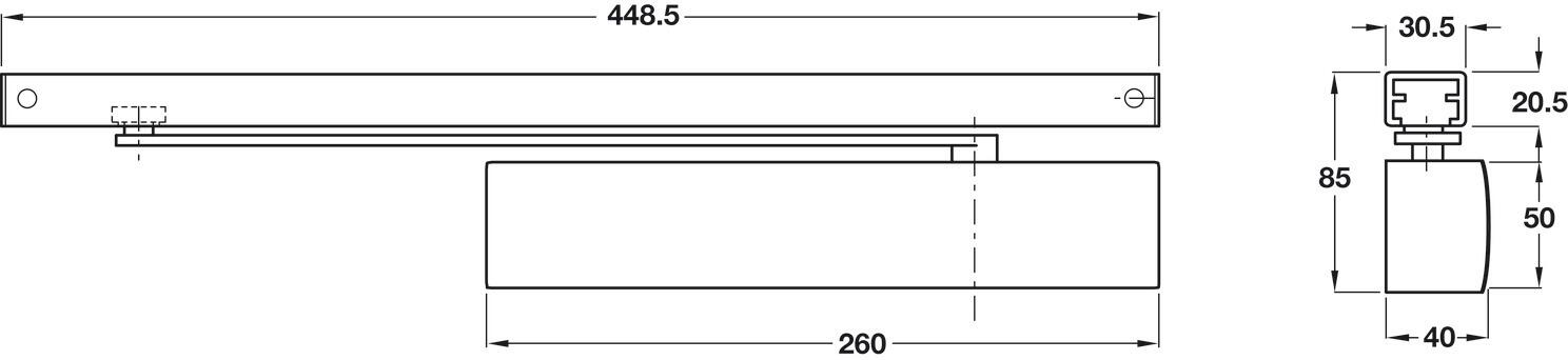 Door Closer, Overhead Cam Action Guide Rail, Aluminium Body, Geze Ts 3000 B